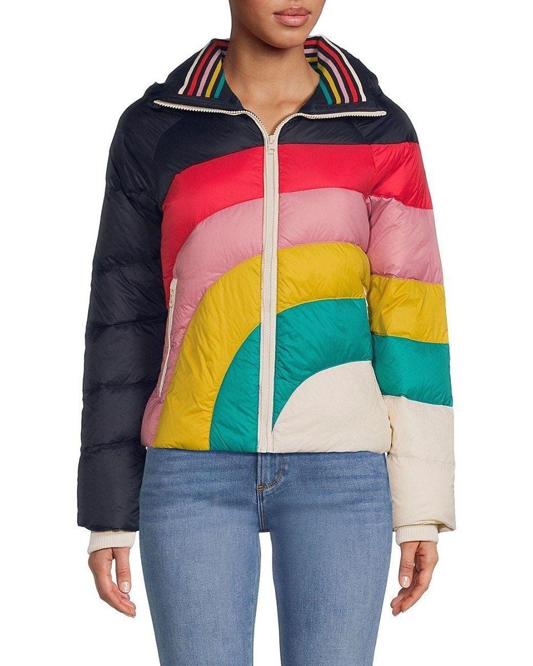 Marine Layer Apres Rainbow Puffer Jacket in Blue | Lyst