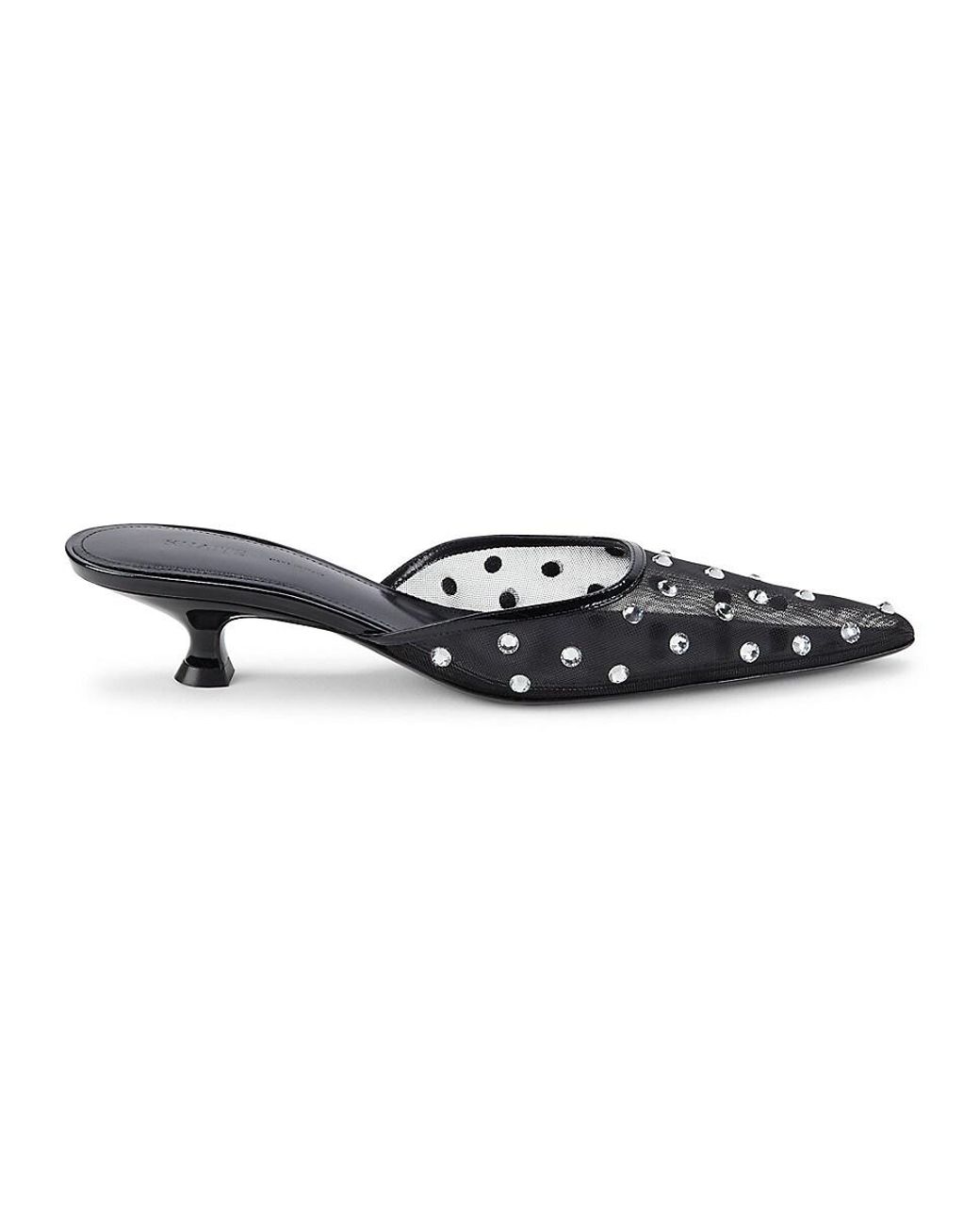 Khaite Minna Crystal Dot Kitten Heel Mules in Black | Lyst