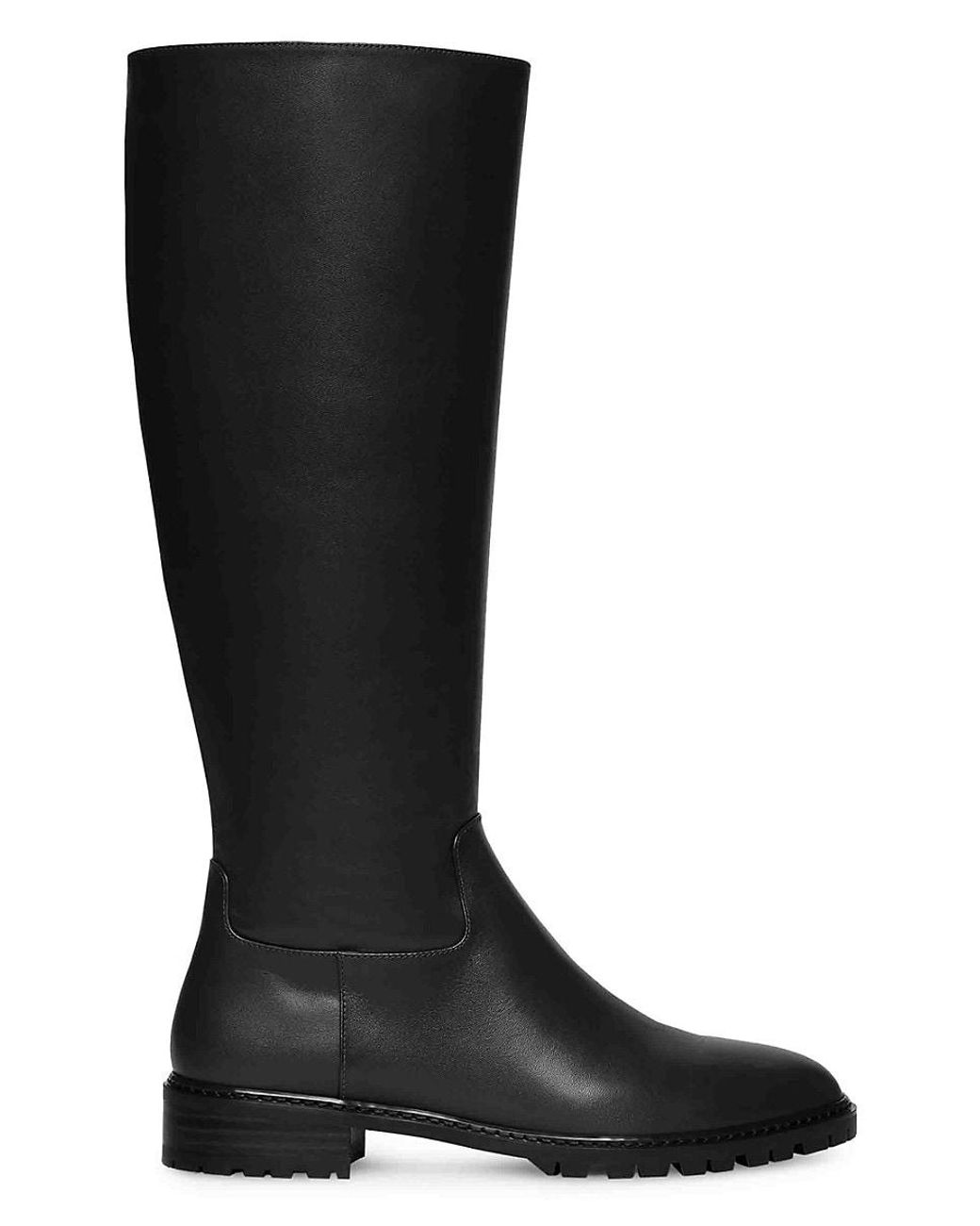 Stuart Weitzman City 35Mm Leather Block Heel Calf Boots in Black | Lyst