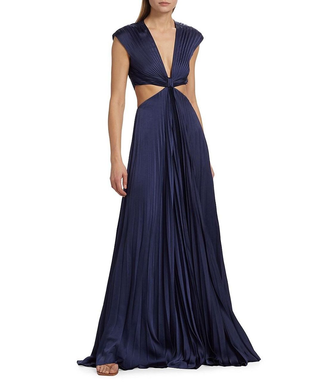 A.L.C. A. L.c. Alejandra Pleated Cutout Satin Gown in Blue | Lyst