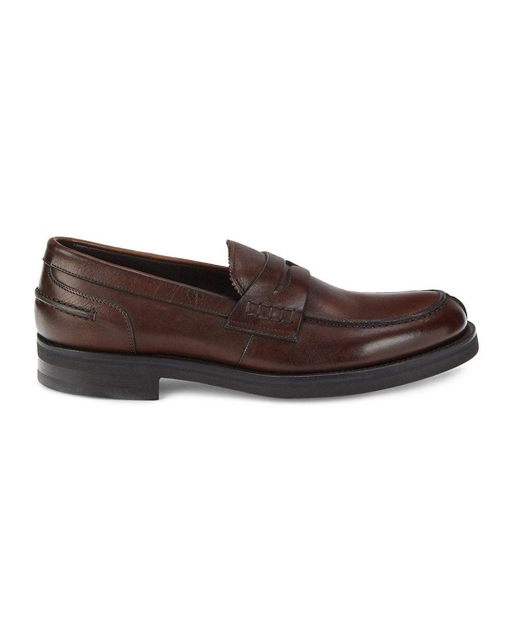Canali Split Toe Leather Penny Loafers In Brown For Men Lyst