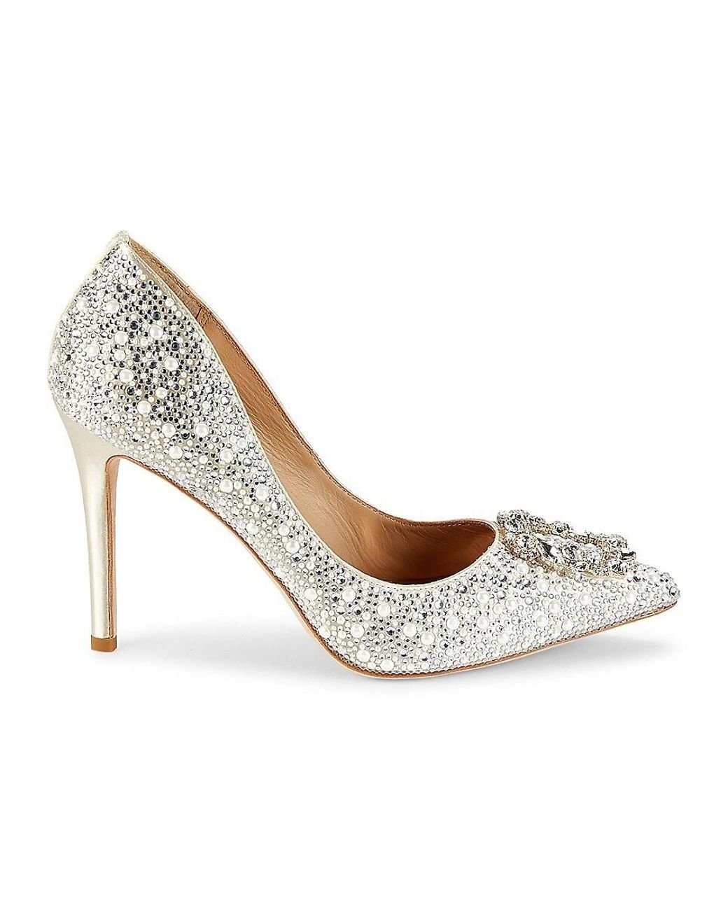 Badgley Mischka Cherr Ii Crystal Buckle Embellished Pumps in Metallic ...