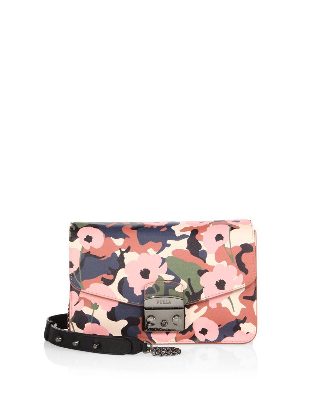Furla Metropolis Flower-print Leather Crossbody Bag in Pink | Lyst