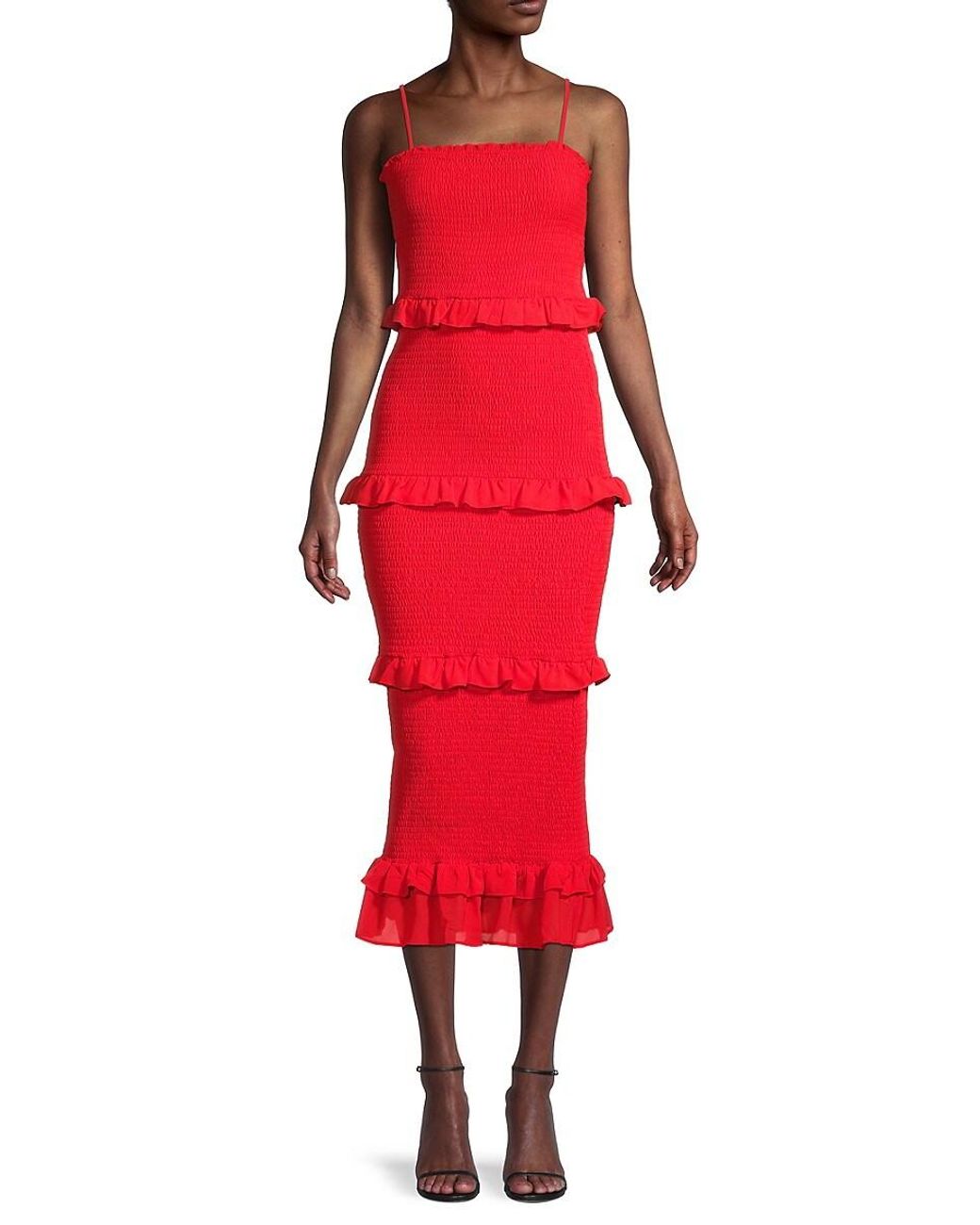 Bebe Synthetic Smocked Ruffle-tiered Bodycon Dress | Lyst Bebe Synthetic Smocked Ruffle-tiered Bodycon Dress | Lyst