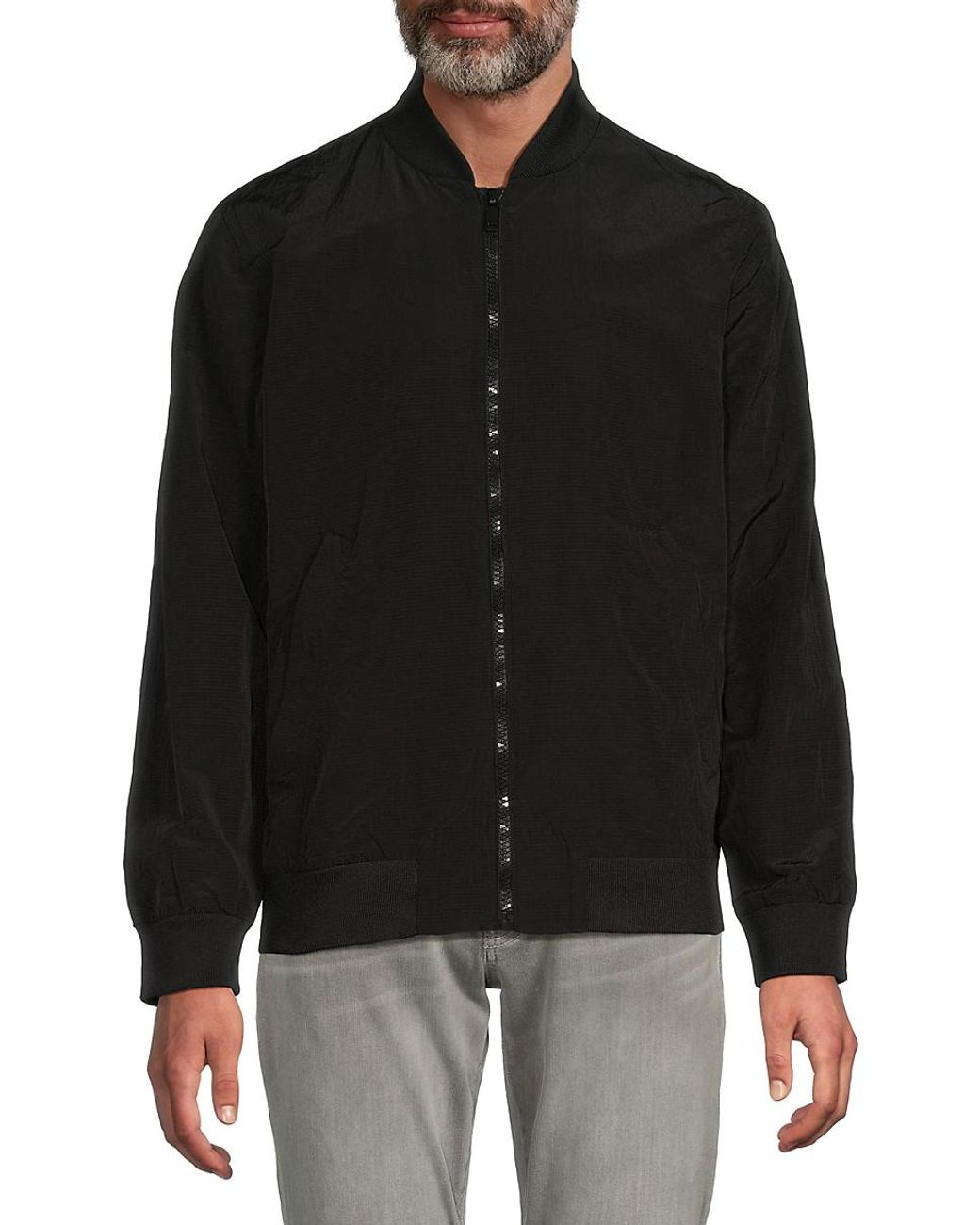 Slate & Stone Baseball Collar Bomber Jacket in Black for Men | Lyst