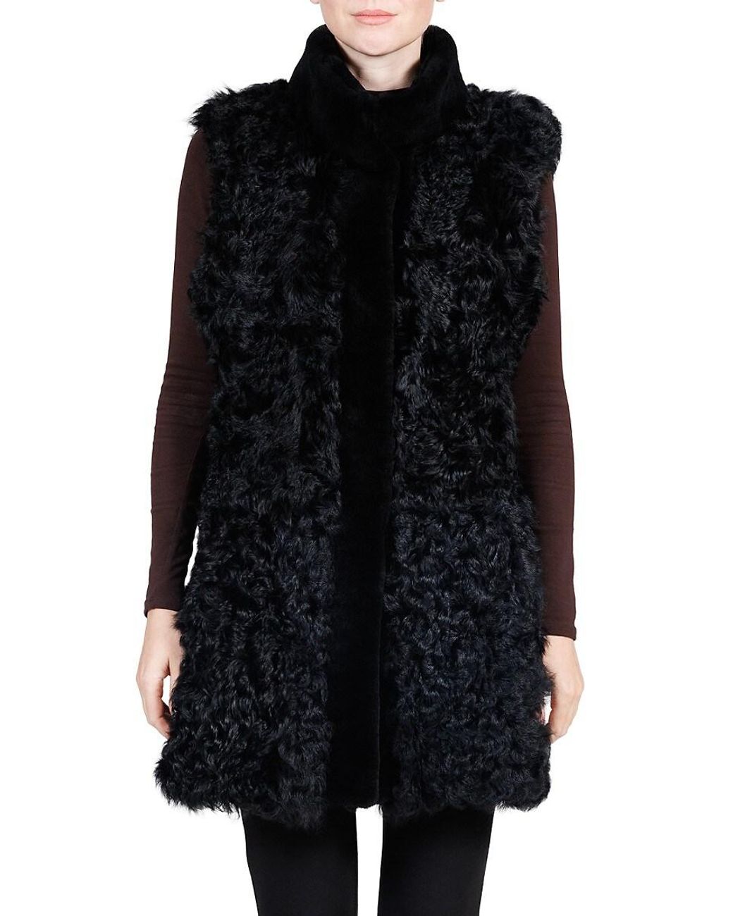 BELLE FARE BY MING YANG Toscana & Merino Shearling Fur Vest in Black | Lyst