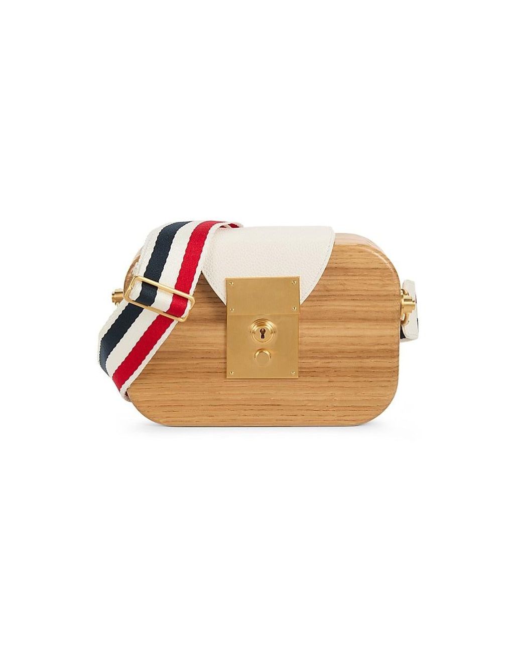 Thom Browne Logo Wood Box Clutch in Natural | Lyst