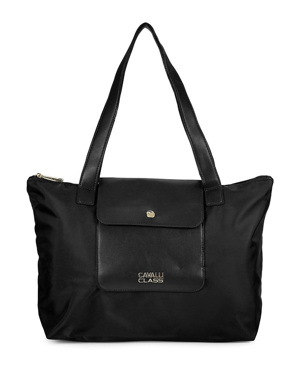 Cavalli Class by Roberto Cavalli Medium Logo Tote in Black | Lyst