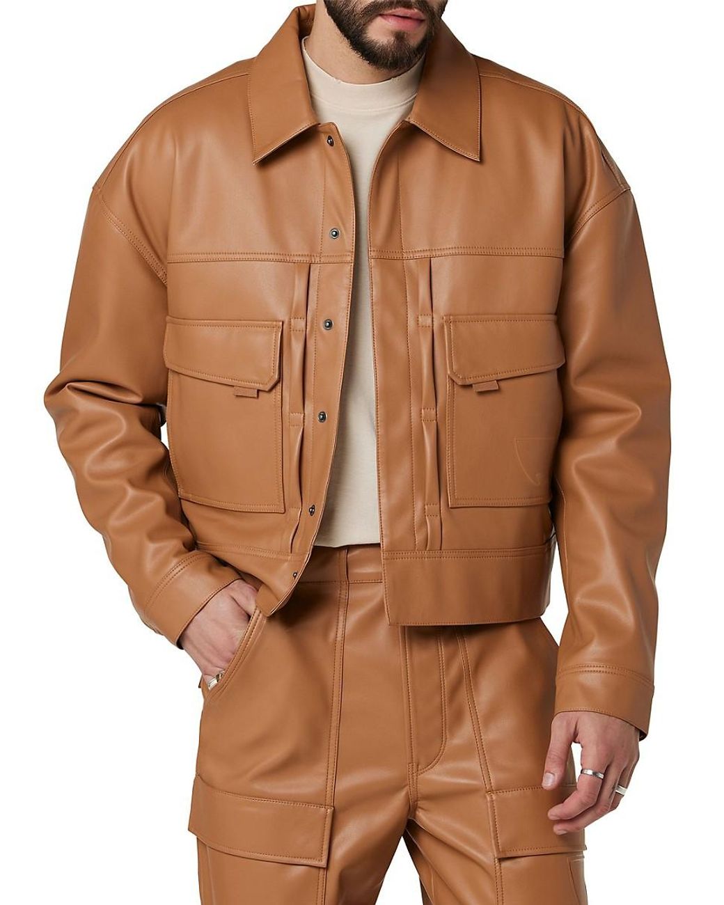 Hudson Jeans X Brandon Williams Conley Faux Leather Trucker Jacket in ...