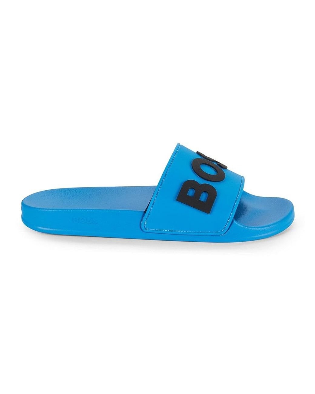 BOSS Kirk Logo Slides in Blue for Men | Lyst