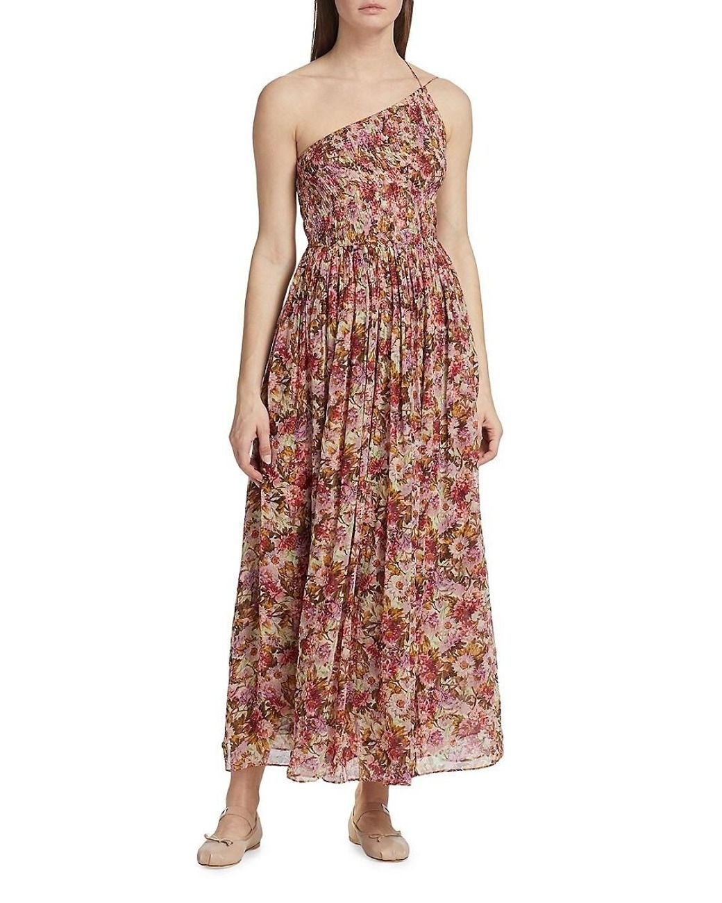 Doen Felicity Silk Floral Midi-Dress | Lyst