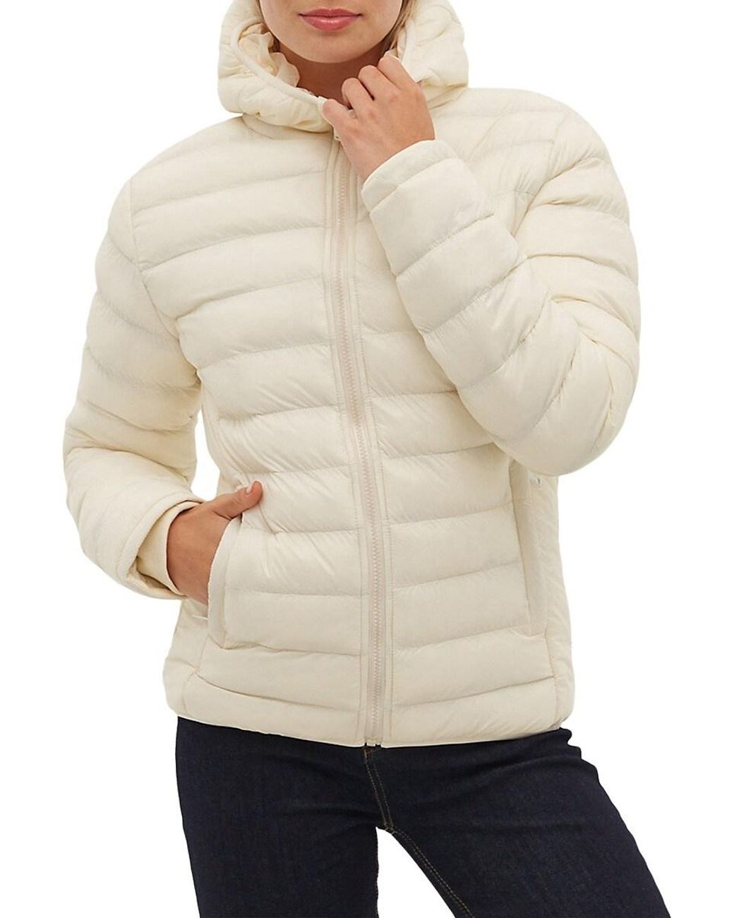 Bench Hooded Puffer Jacket in Natural | Lyst