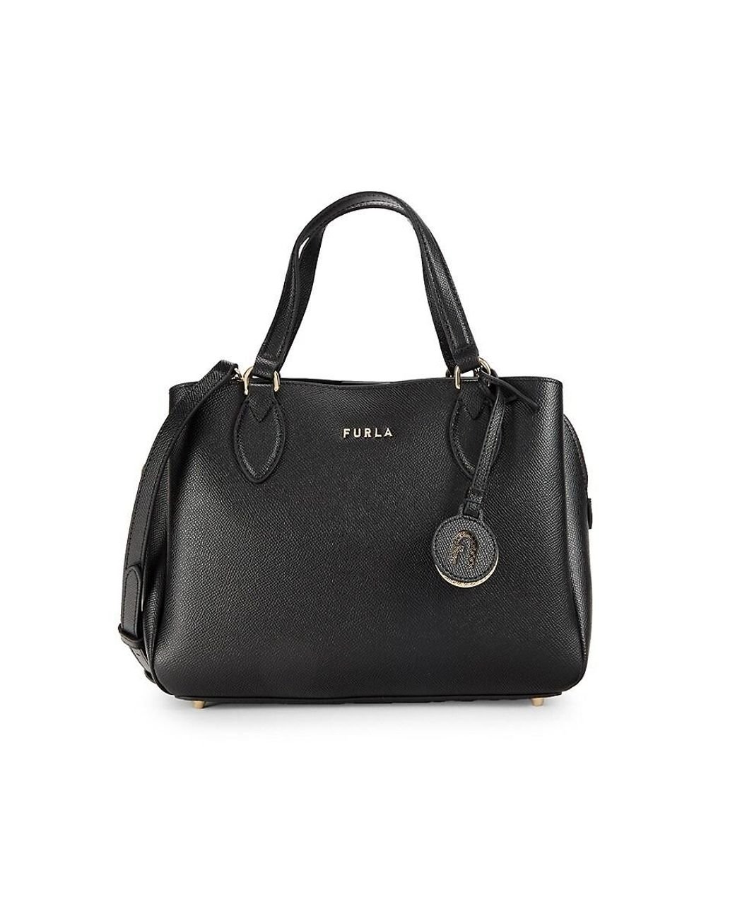 Furla Logo Leather Crossbody Bag in Black | Lyst