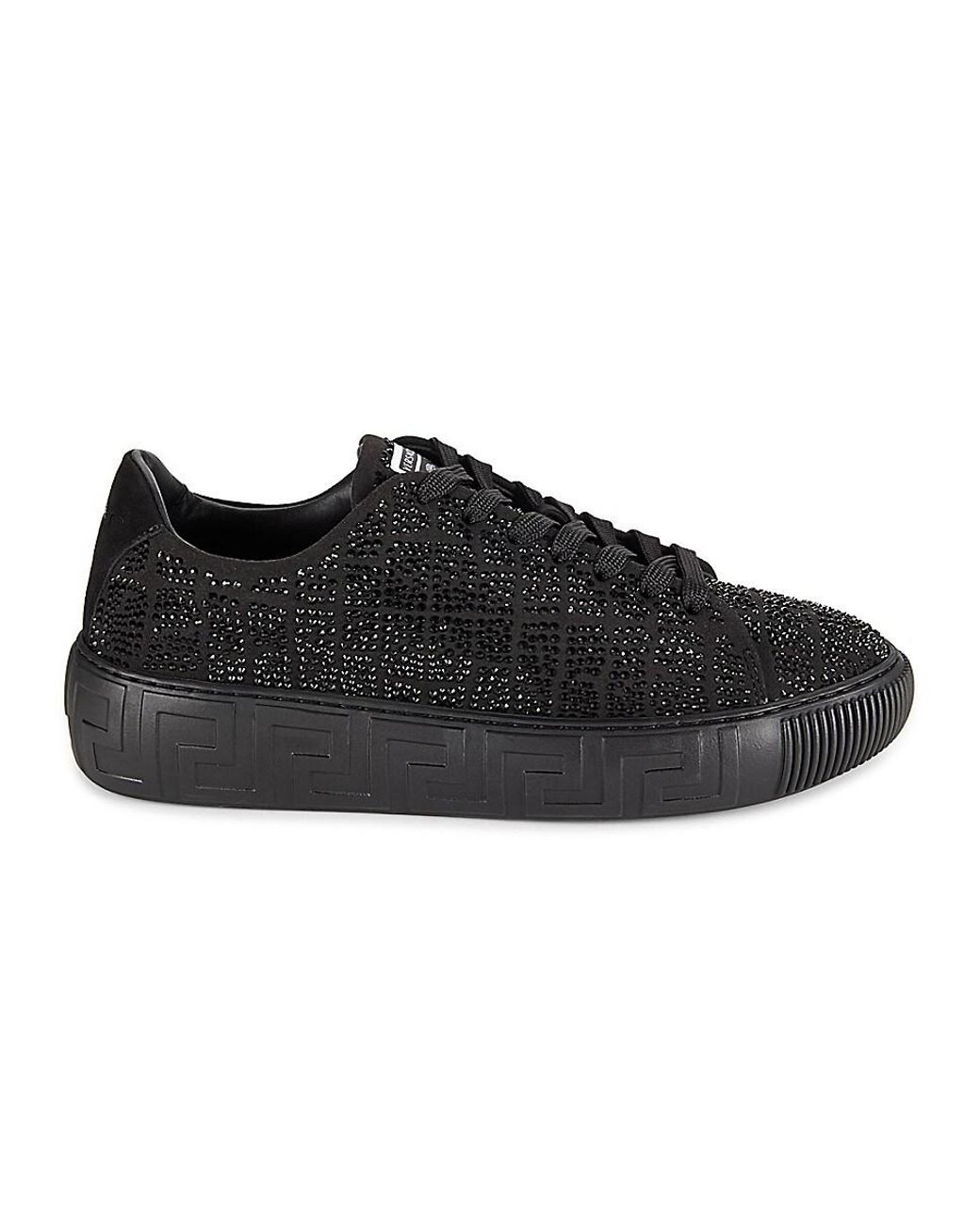 Versace Studded Greca Platform Low Top Sneakers in Black for Men | Lyst