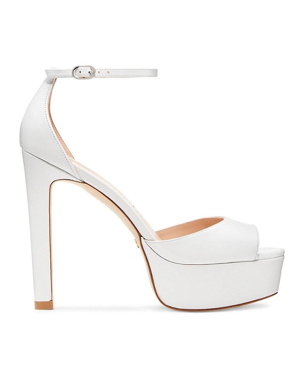 Stuart Weitzman Discoplatform 100Mm Leather Sandals in White | Lyst
