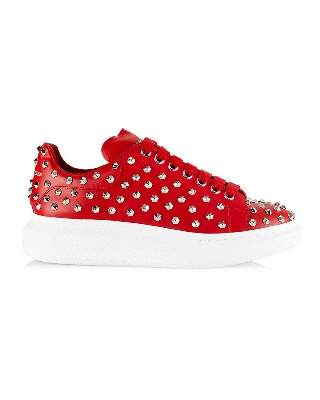 Alexander McQueen Studded Leather Sneakers in Red for Men | Lyst