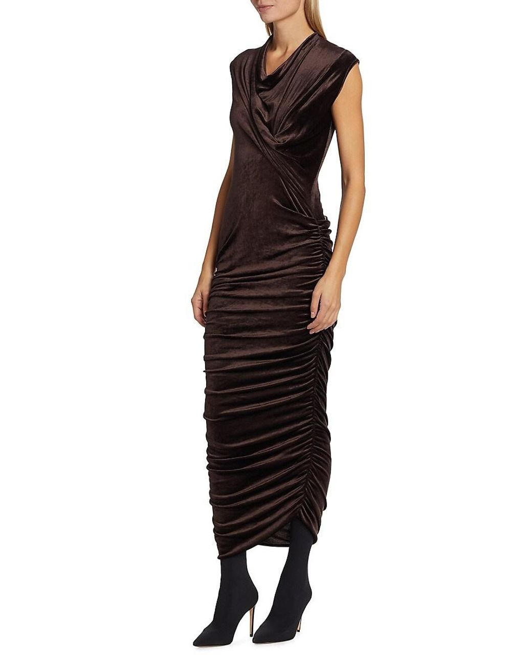 Rick Owens Lilies Brooke Velvet Dress in Black | Lyst