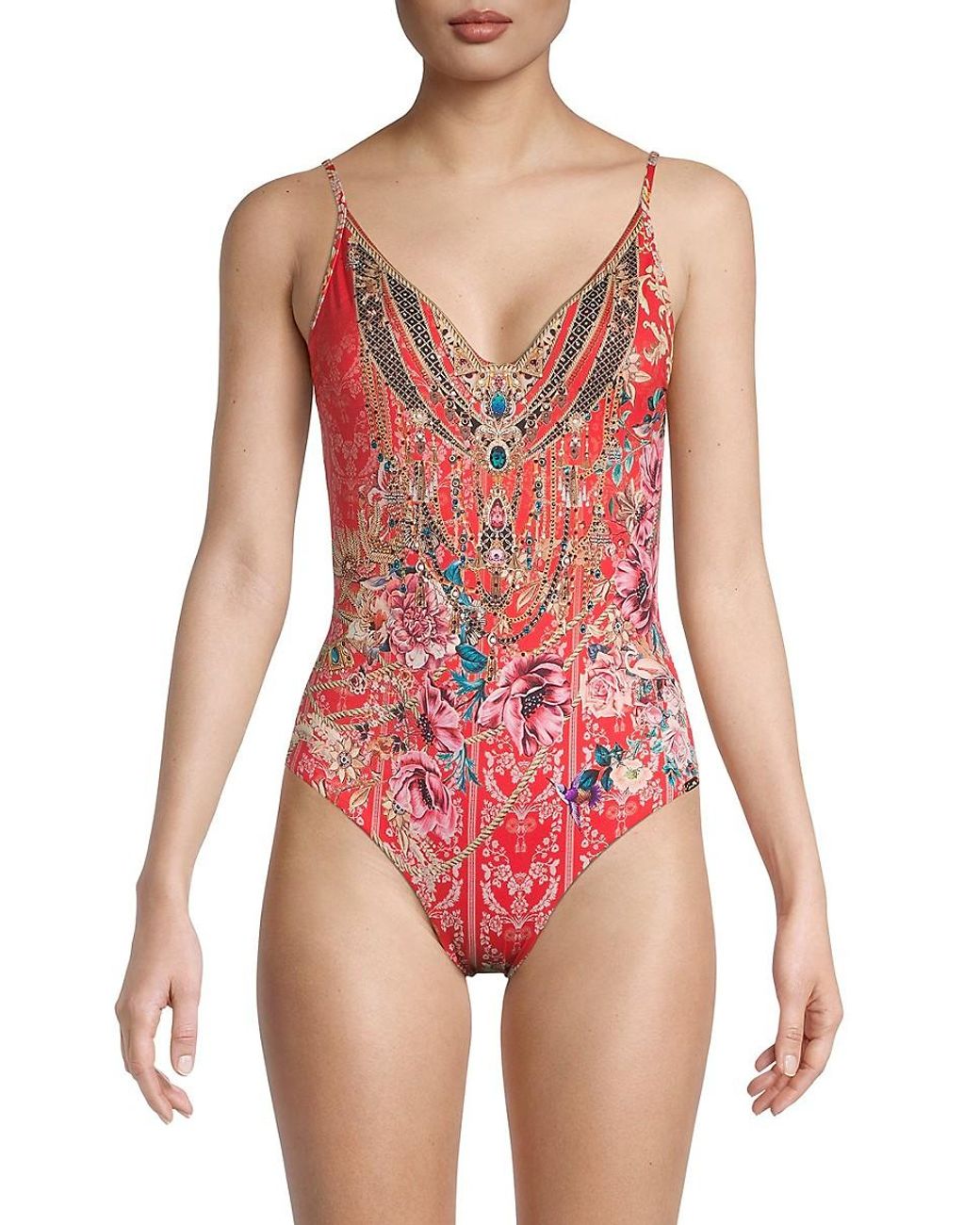 Camilla Embellished One Piece Swimsuit In Pink Lyst
