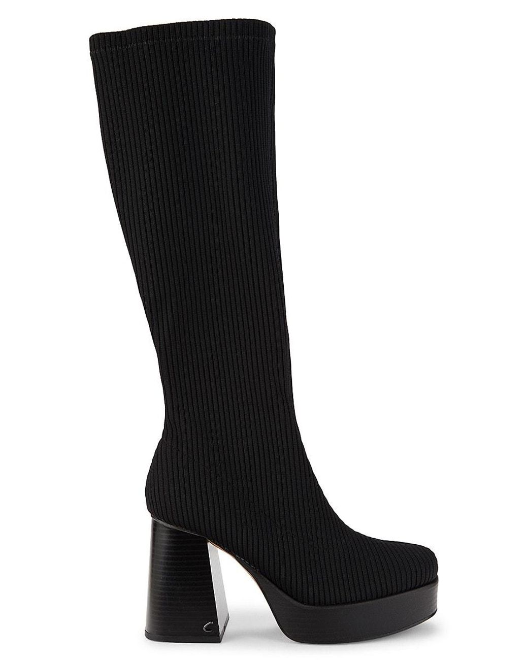 Circus by Sam Edelman Simone Ribbed Knee High Boots in Black | Lyst