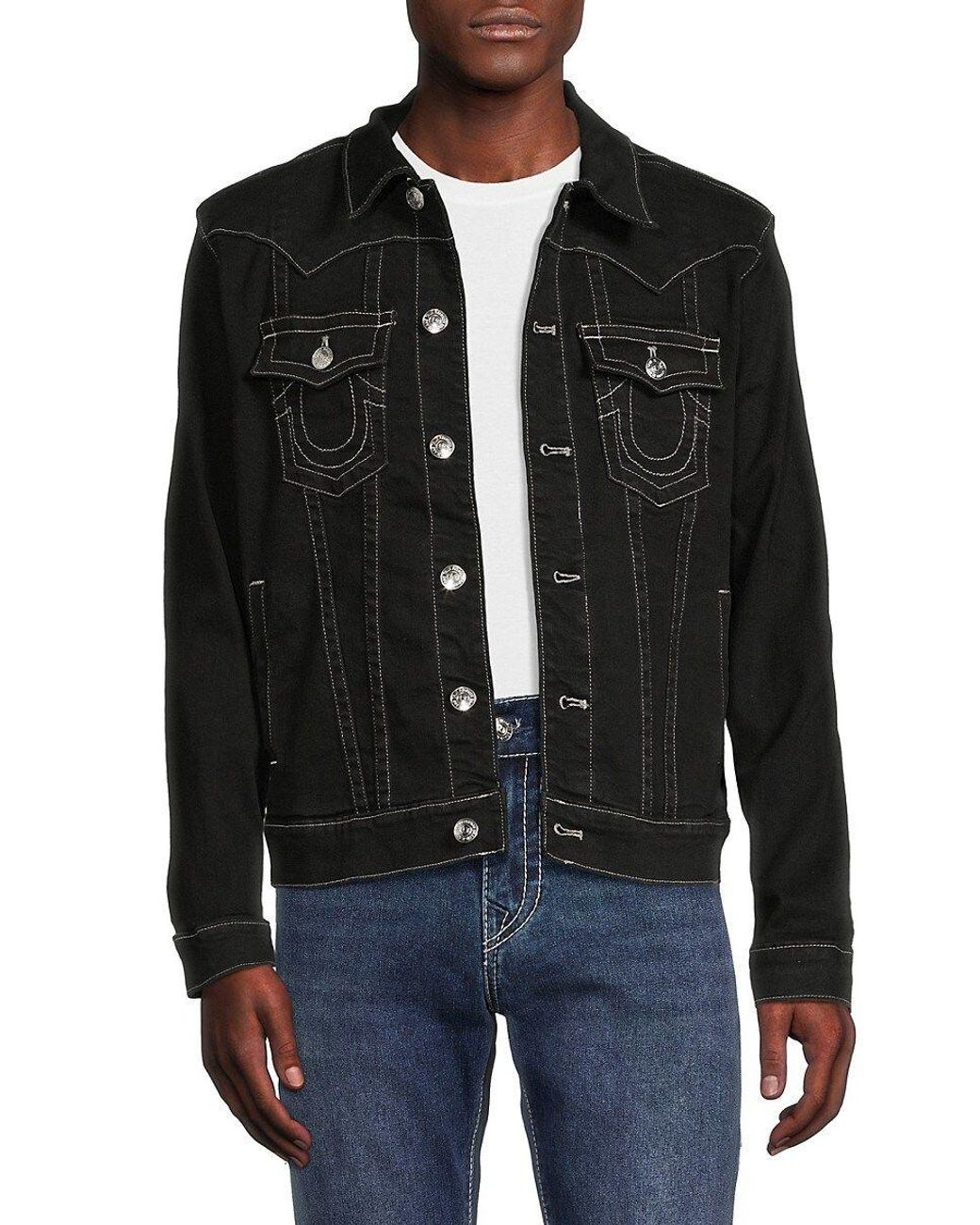 TRUE RELIGION Jimmy Denim Trucker Jacket in Black for Men | Lyst