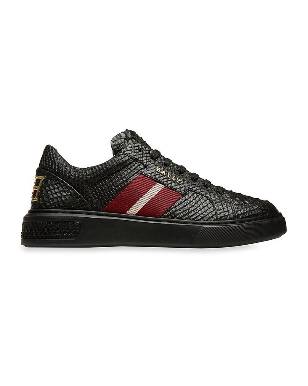 Bally Marell Lizard-embossed Leather Sneakers in Black for Men | Lyst