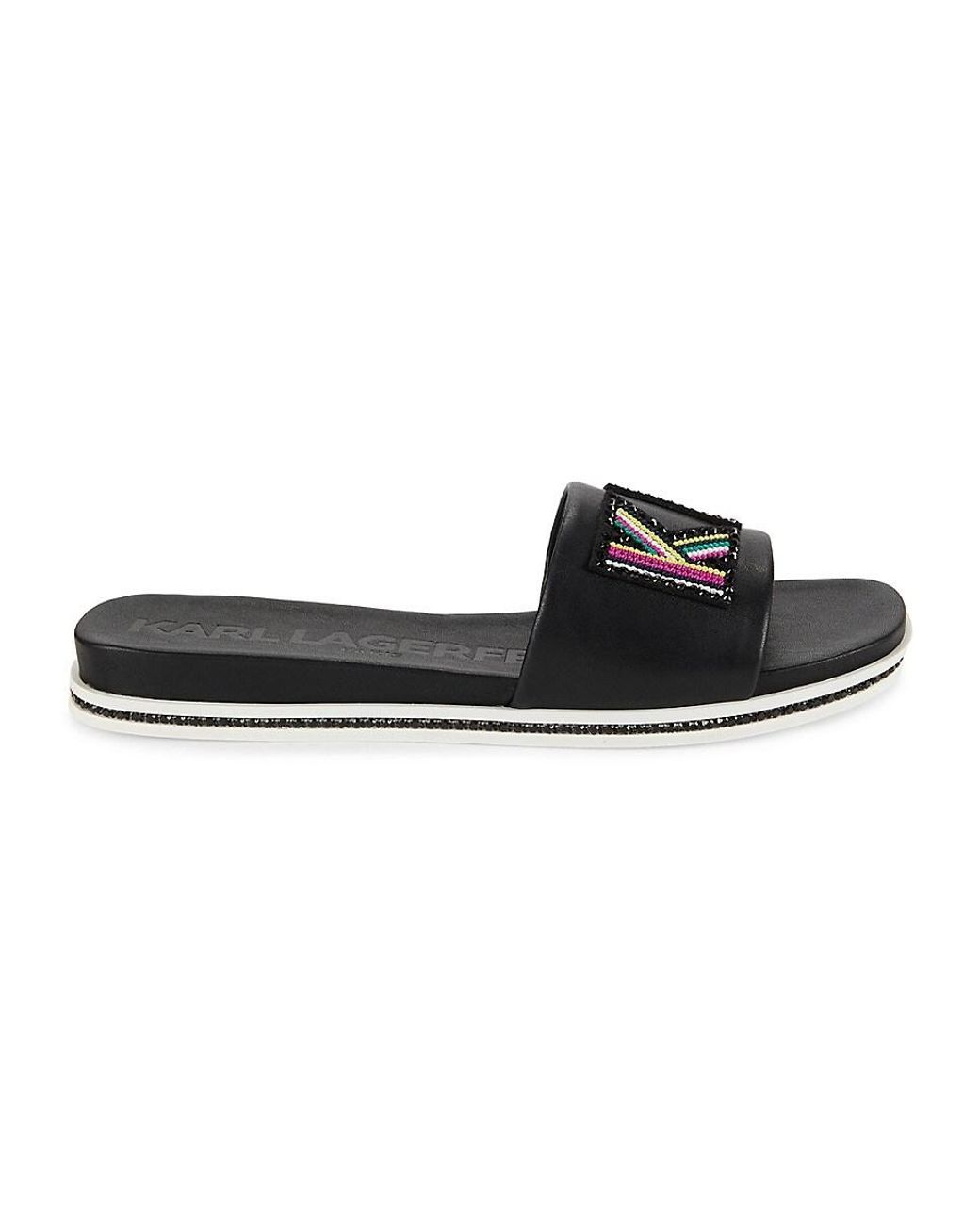 Karl Lagerfeld Jaxine Embellished Platform Slides in Black | Lyst