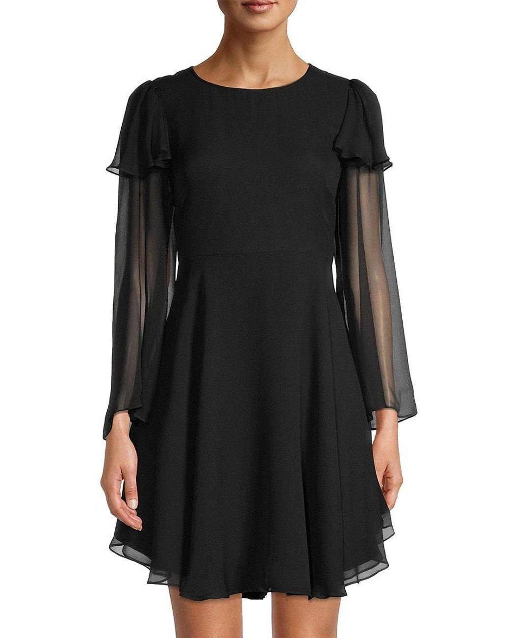 Rebecca Taylor Ruffled Silk Chiffon Dress In Black Lyst