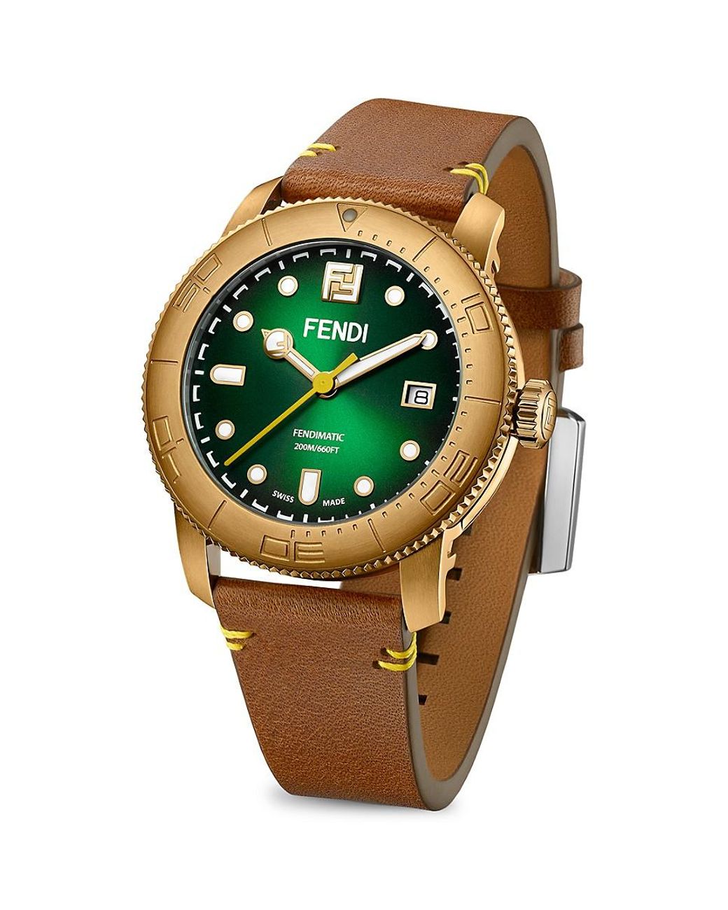 Fendi 42Mm Aqua Leather-Strap Watch in Green | Lyst