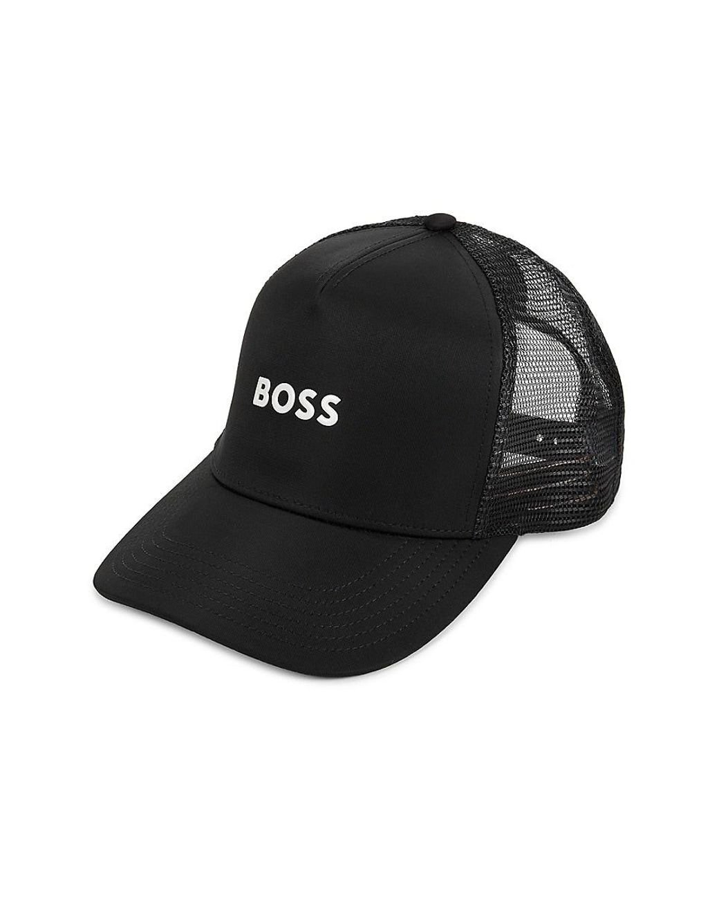 BOSS Elliot Logo Trucker Hat in Black for Men | Lyst