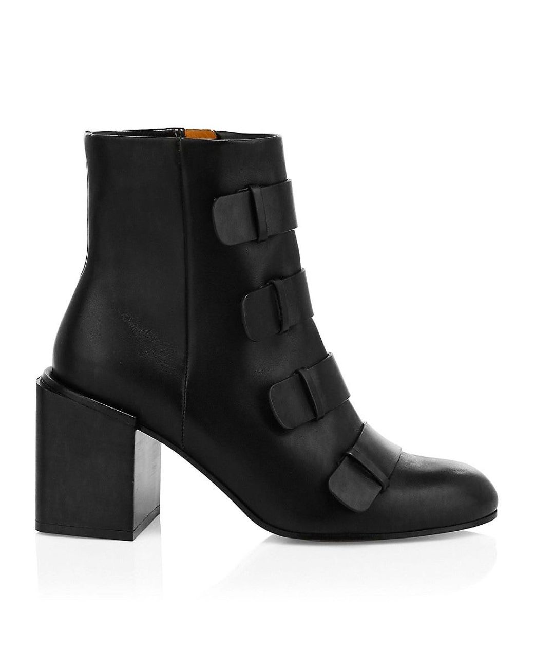 Robert Clergerie 80Mm Xina Leather Strappy Booties in Black | Lyst