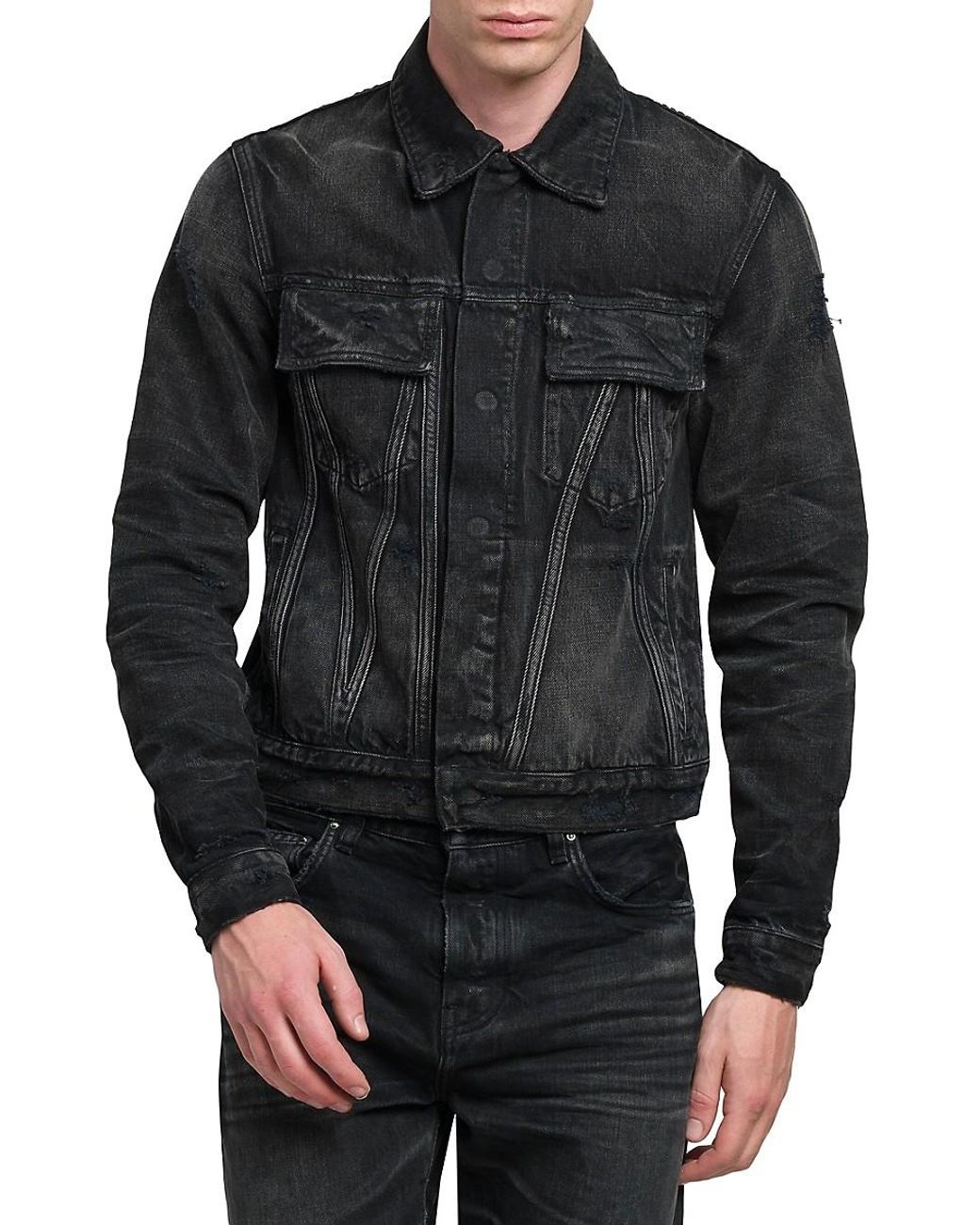 Amiri Denim Ma Trucker Jacket in Black for Men | Lyst