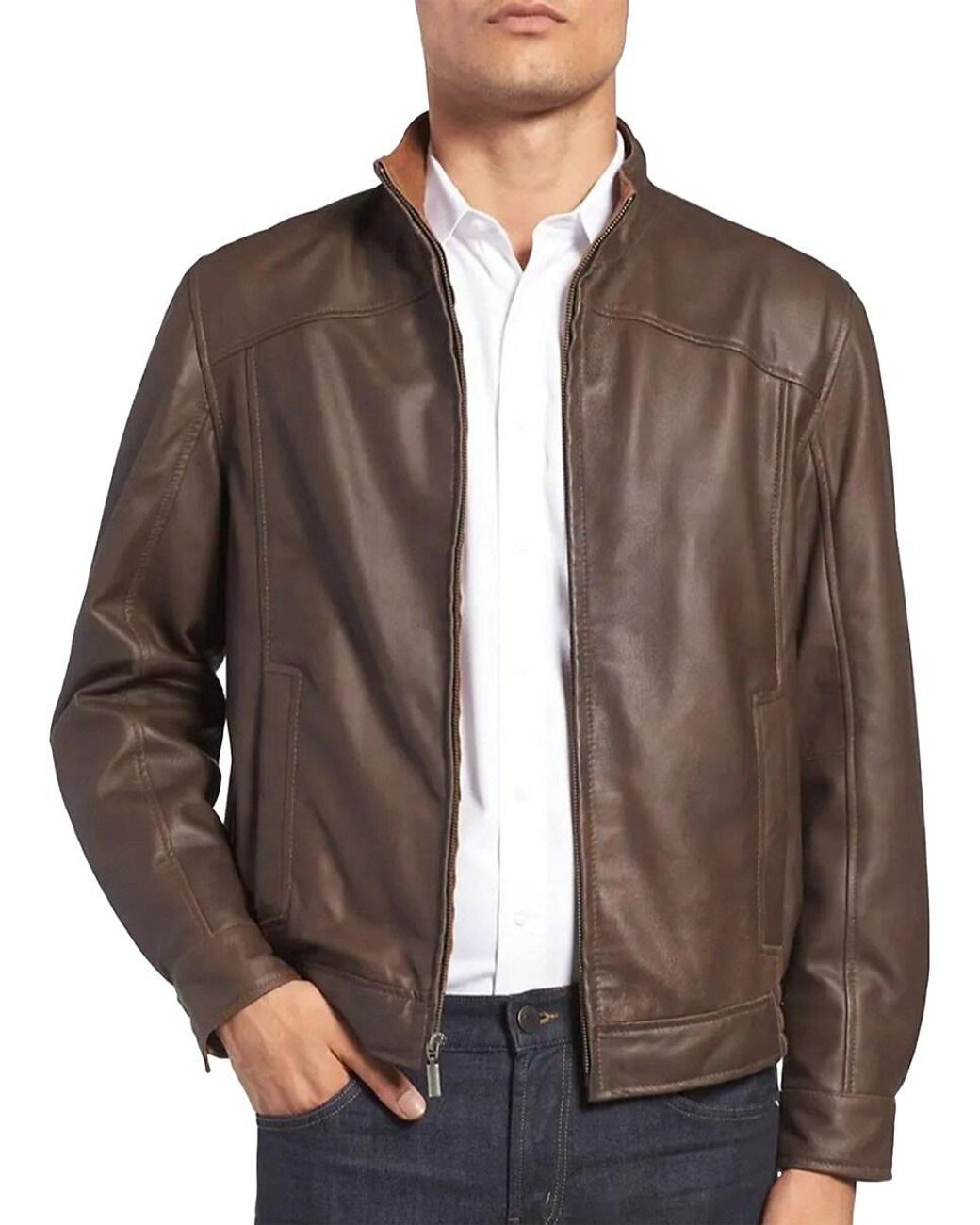 Missoni Lambskin Leather Bomber Jacket in Brown for Men | Lyst