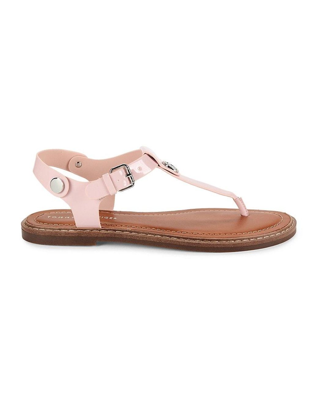 Tommy Hilfiger Bennia Metallic Thong Sandals in White | Lyst