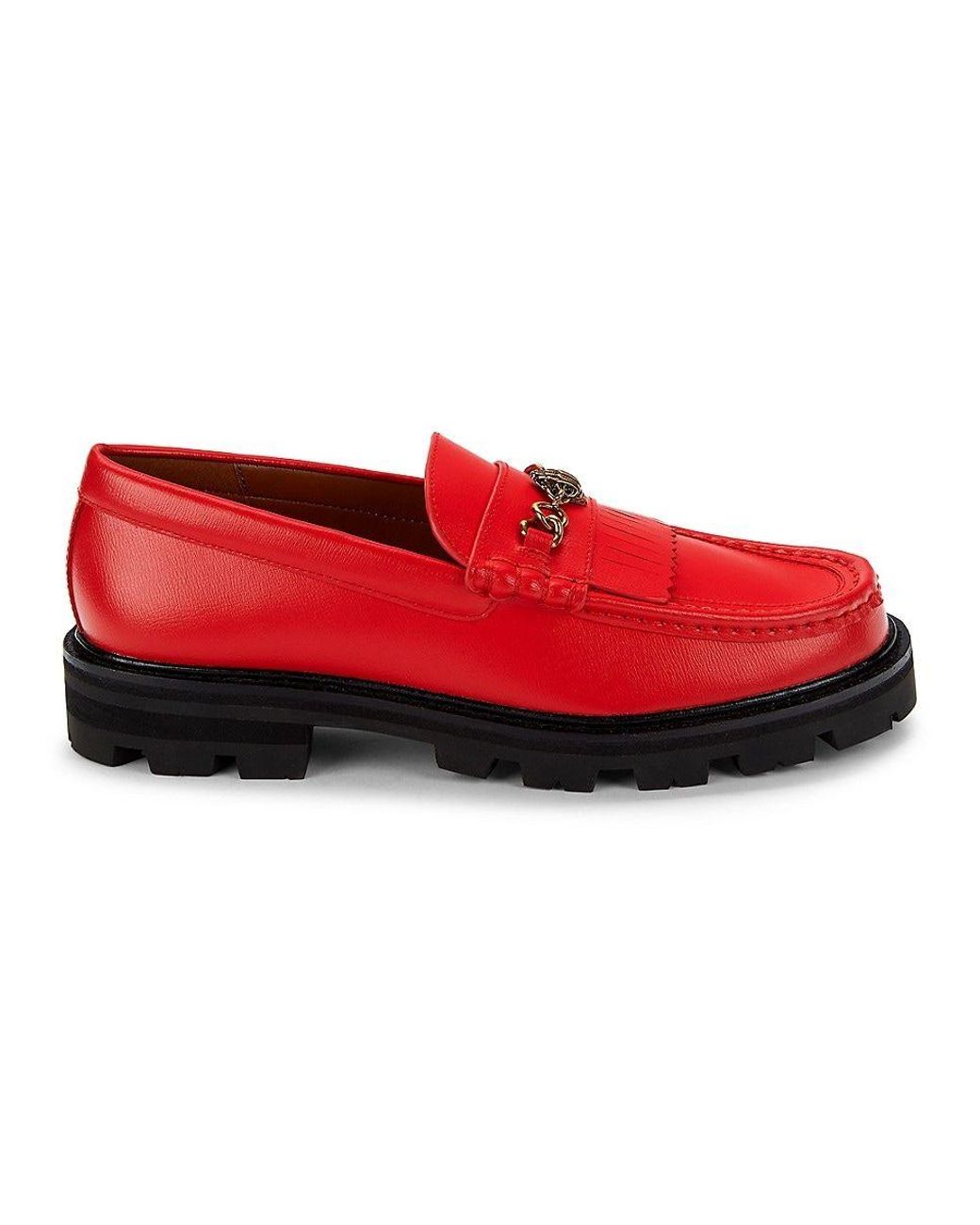 Kurt Geiger Carnaby Leather Chunky Loafers in Red | Lyst