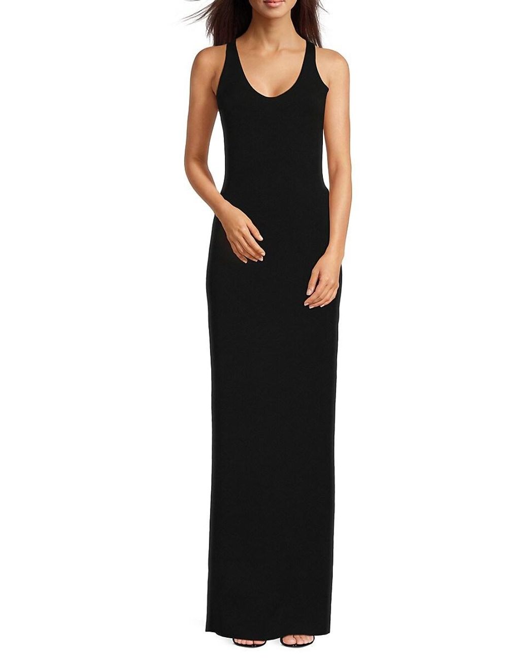 Brandon Maxwell Reversible Knit Column Maxi Dress in Black | Lyst