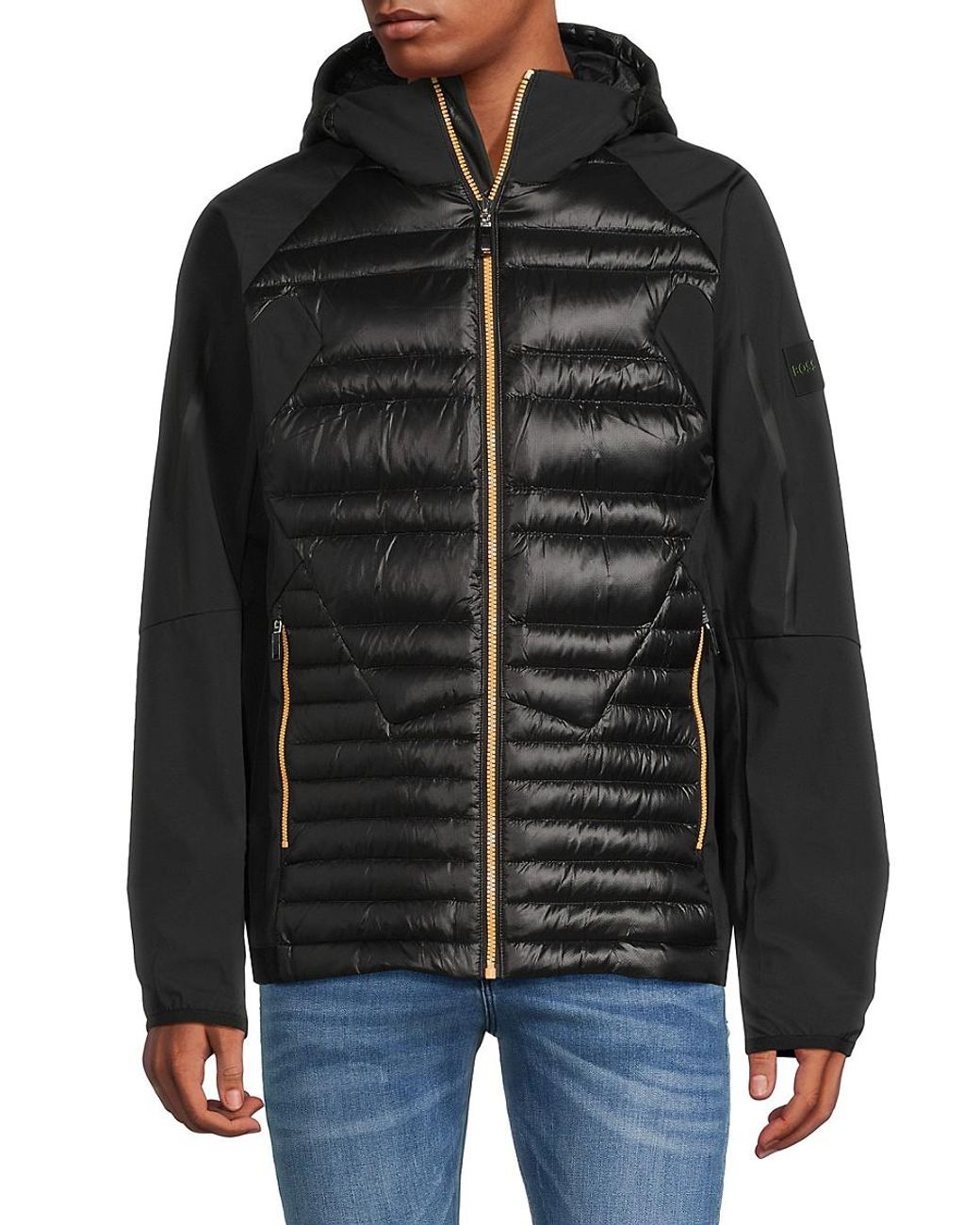 BOSS Eskio Hooded Down Jacket in Black for Men | Lyst