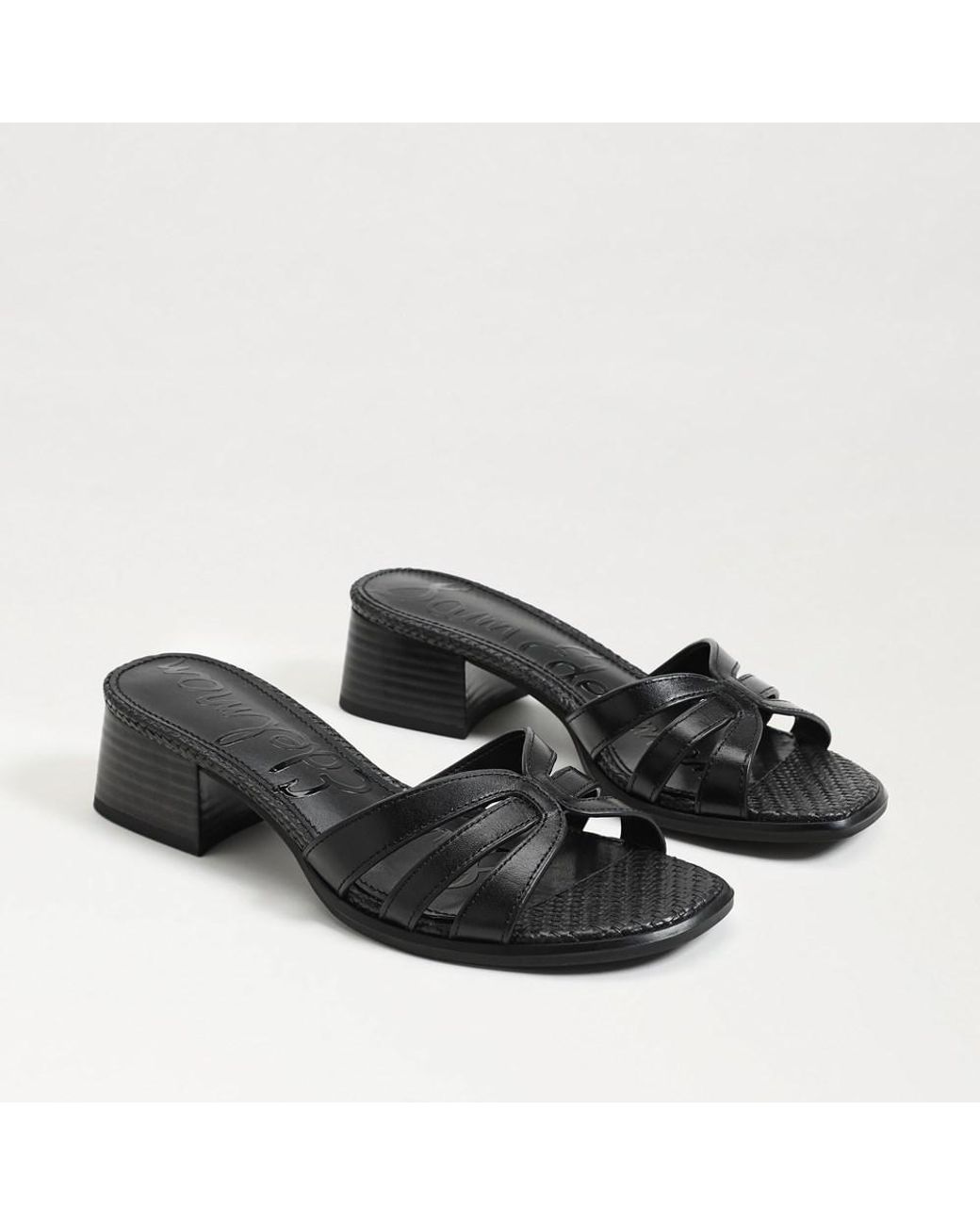 Sam Edelman Farrin Block Heel Slide Sandal Leather in Black | Lyst