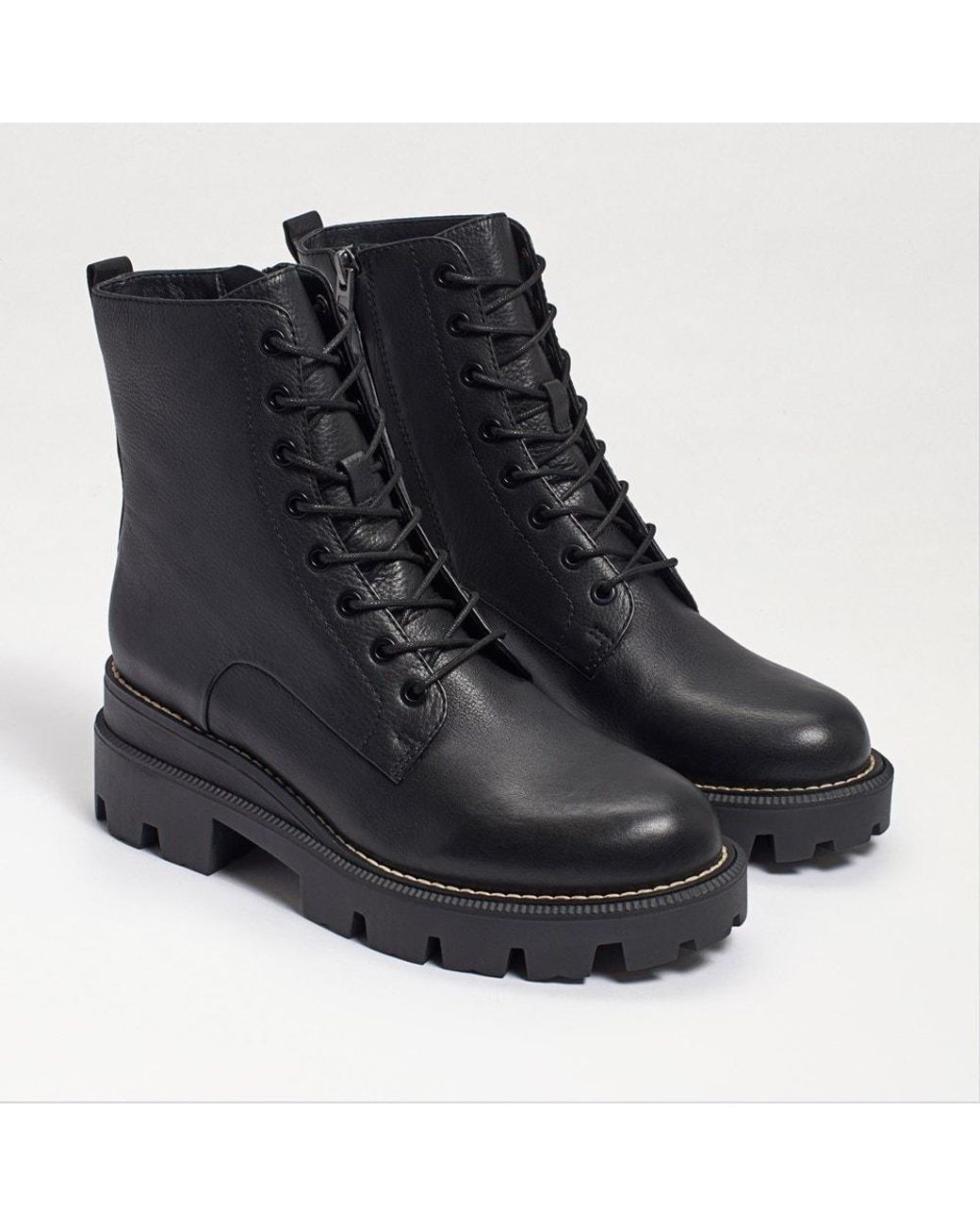 Sam Edelman Garret Platform Combat Boot Leather in Black | Lyst