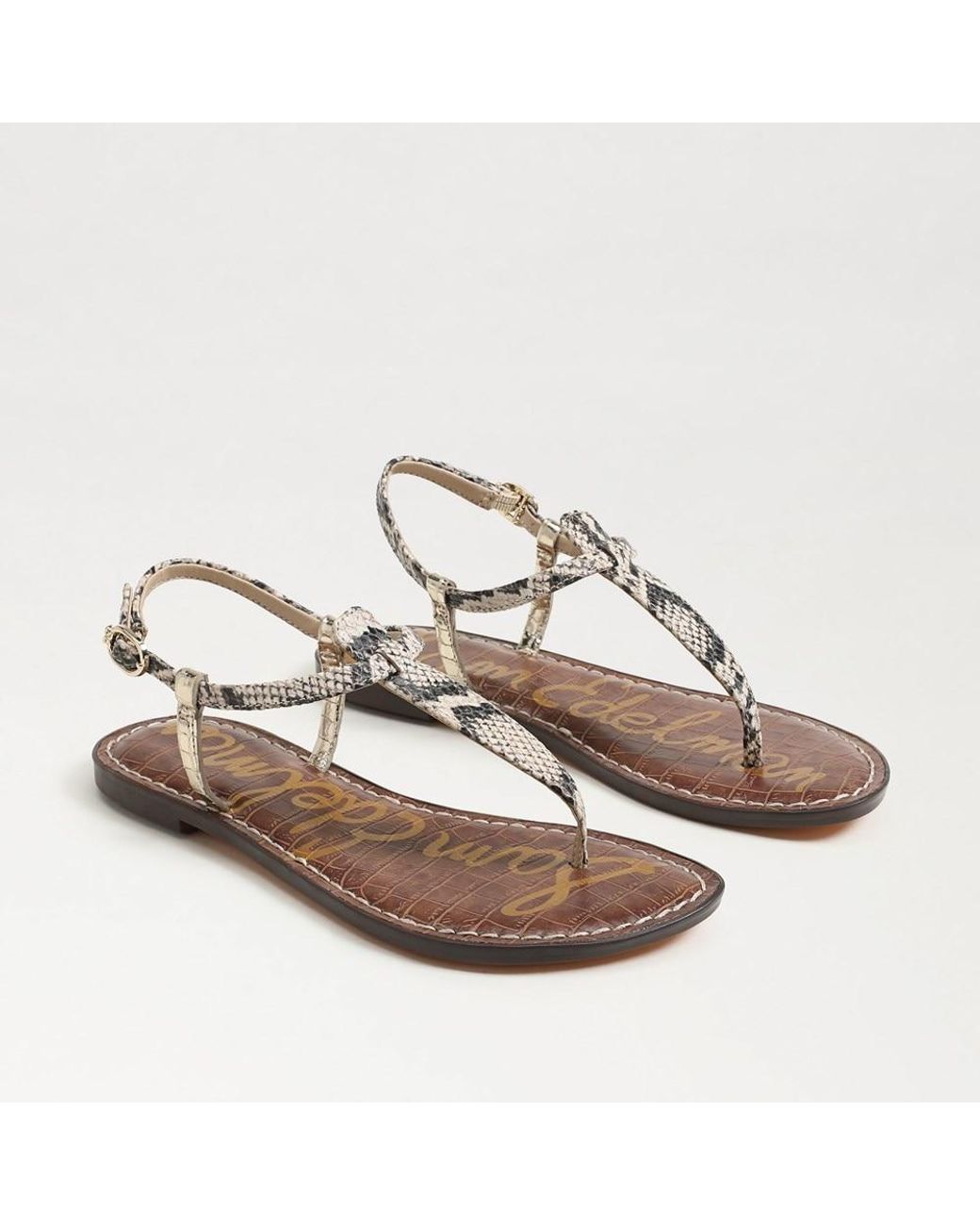 Sam Edelman Gigi Thong Sandal Roccia/Jute Python in Metallic | Lyst