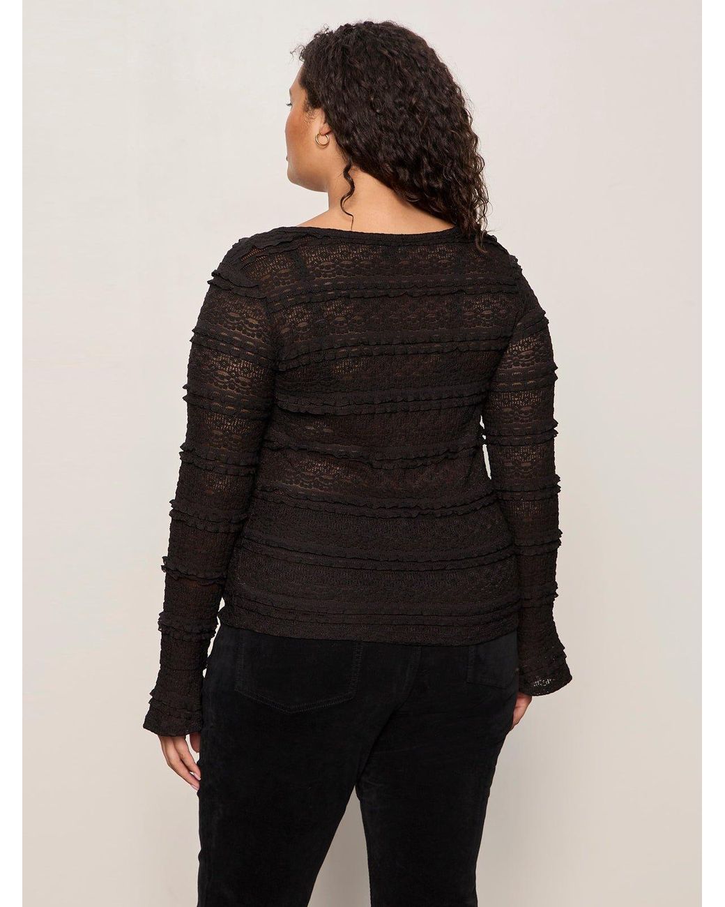 Sanctuary Lovely Lace Button Front Top Black Extended Sizing | Lyst