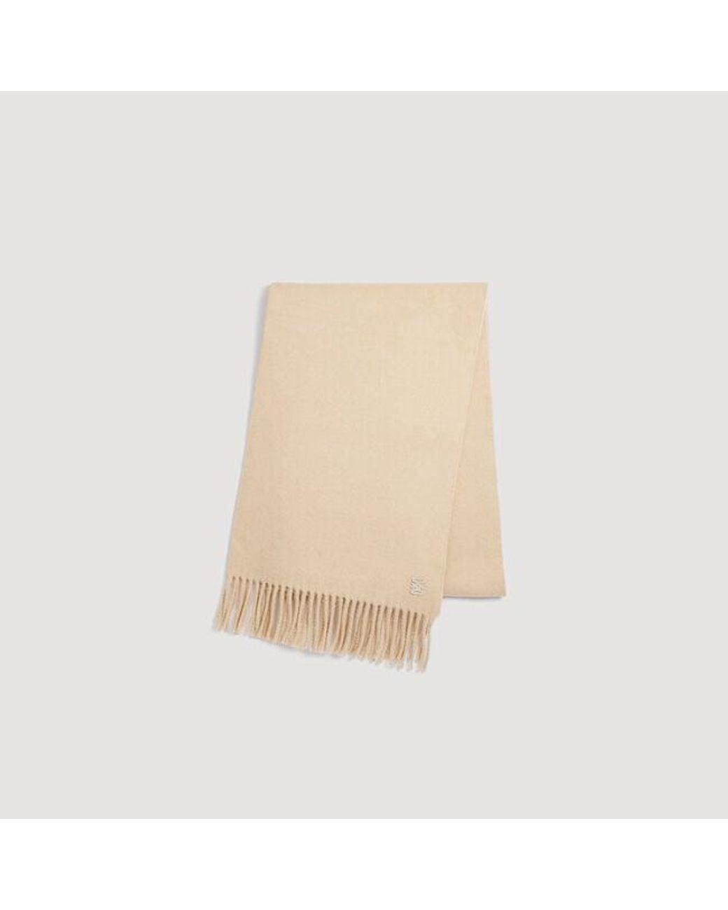 Sandro Fringed Wool Scarf in Natural for Men | Lyst UK