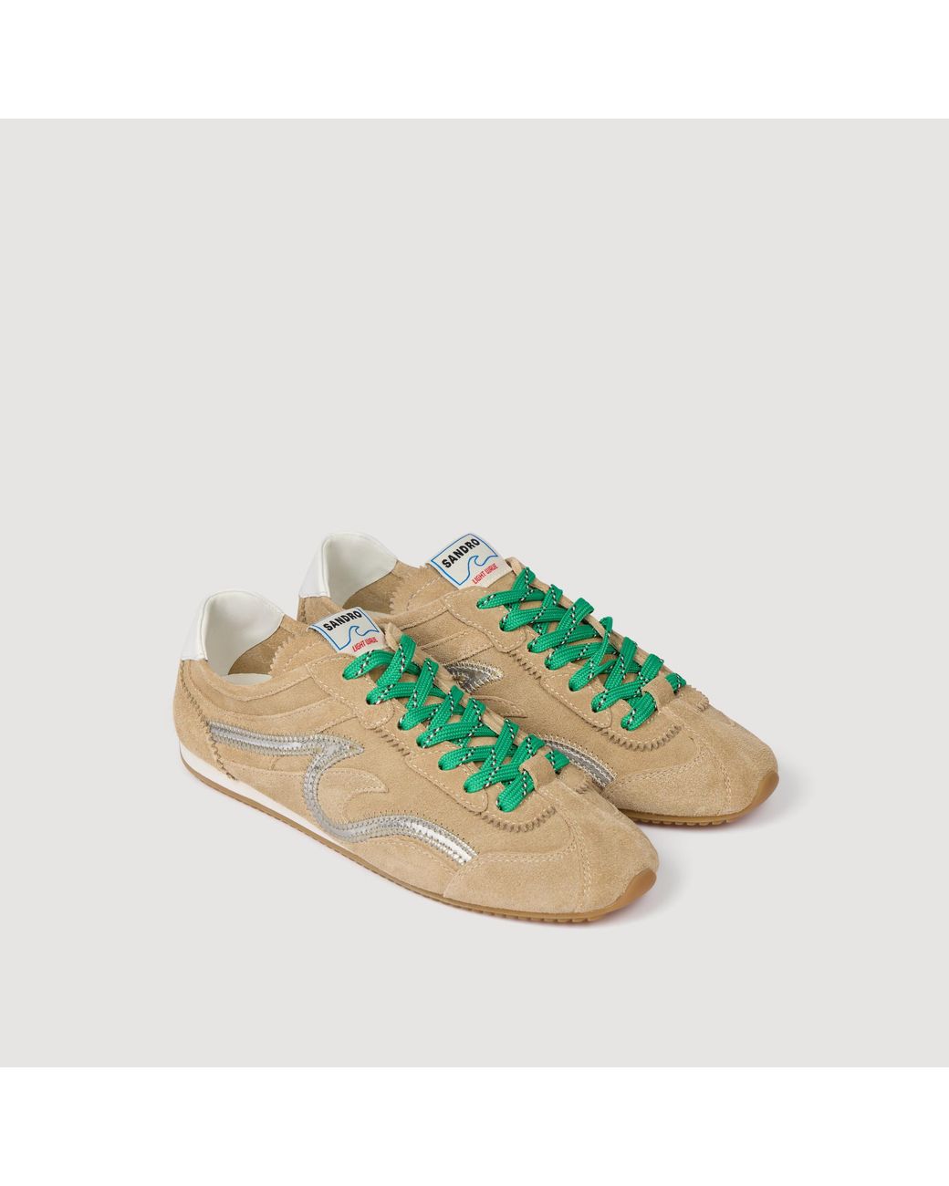 Sandro Light Wave Suede Trainers in Natural | Lyst UK