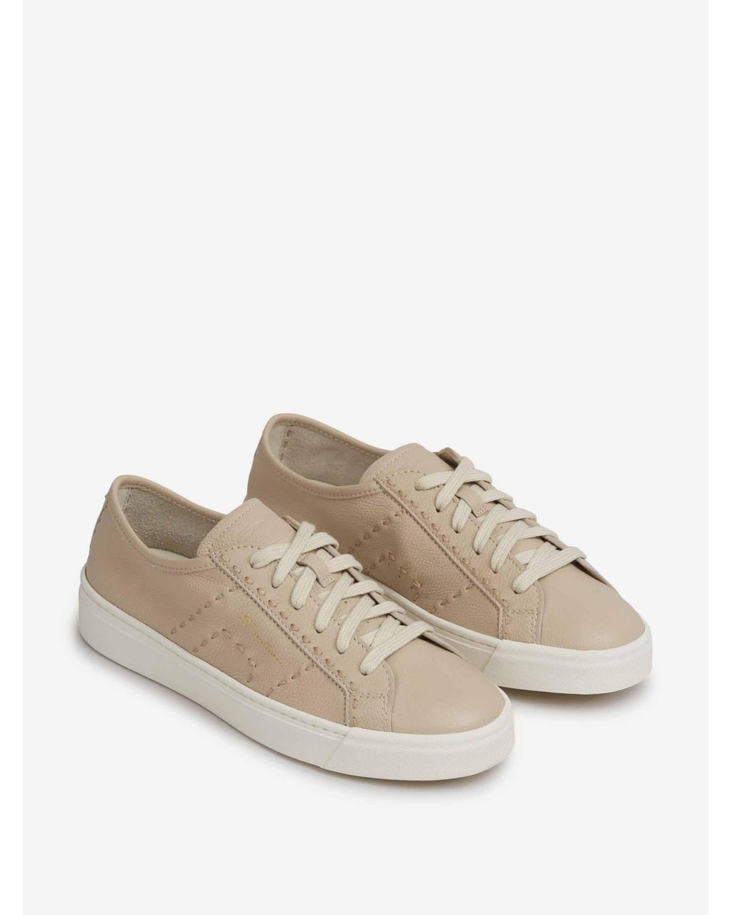 Santoni Leather Sneakers With Logo in White | Lyst