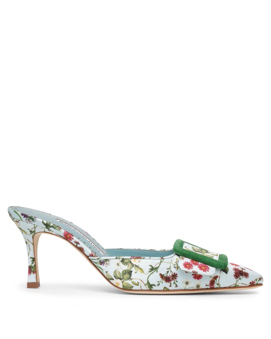 Manolo Blahnik Maysalebi 70 Floral Green Mules | Lyst