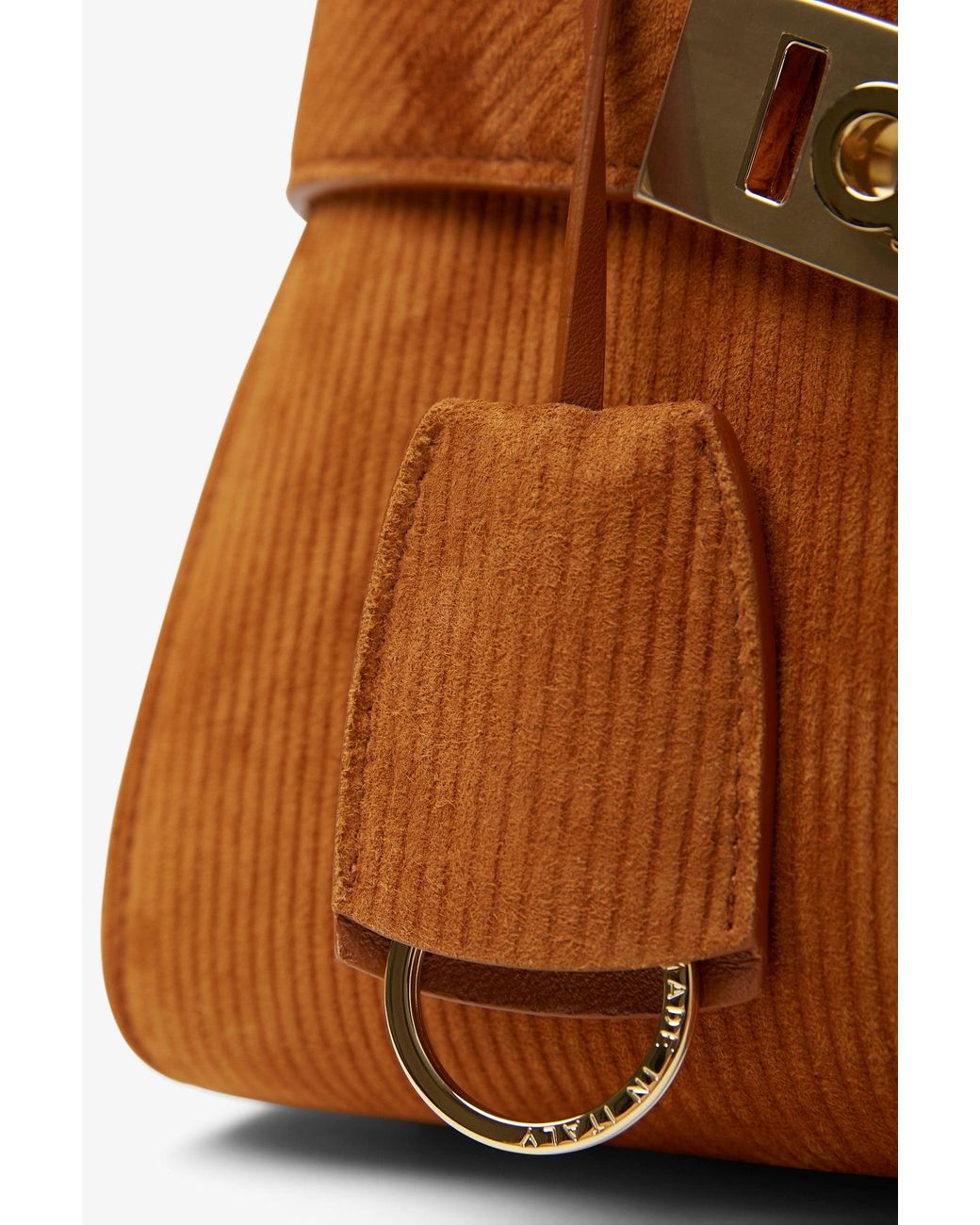 Ferragamo Hug S Light Suede Top Handle Bag in Brown | Lyst