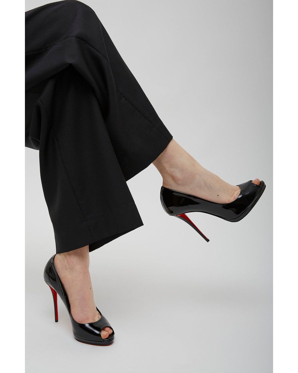 Christian Louboutin Lady Z 120 Black Patent Pumps in White | Lyst