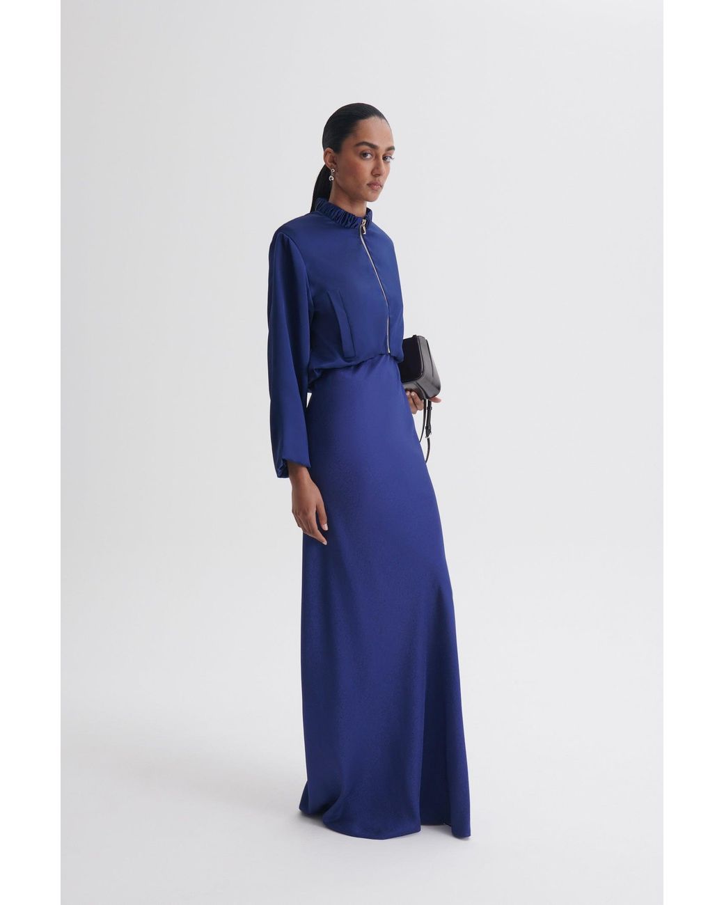 Scanlan Theodore Satin Bomber in Blue | Lyst
