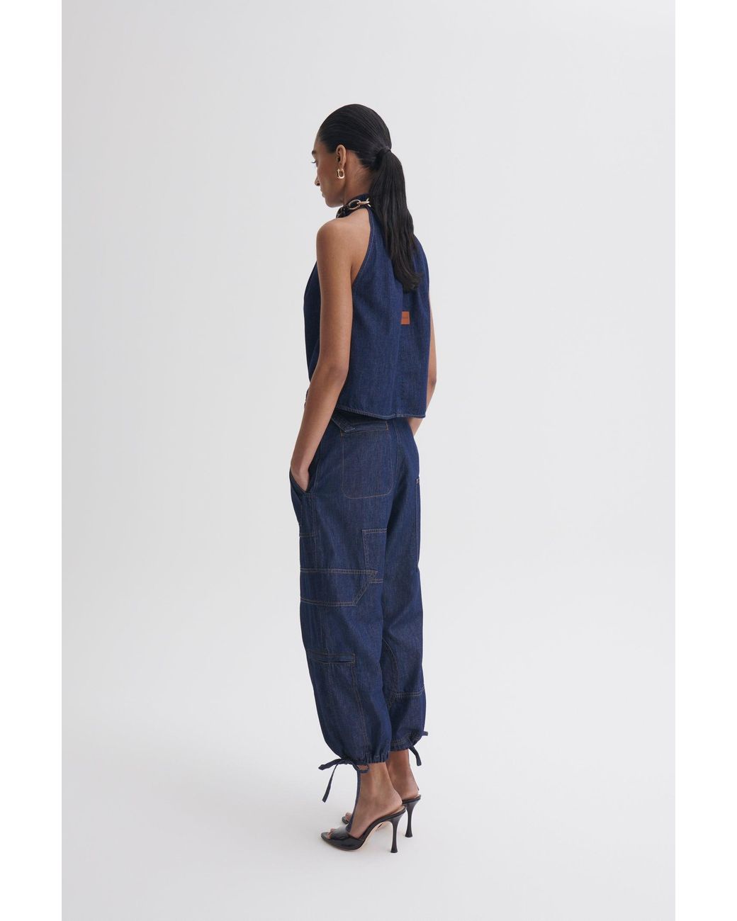 Scanlan Theodore Denim Cropped Cargo Jean in Blue | Lyst