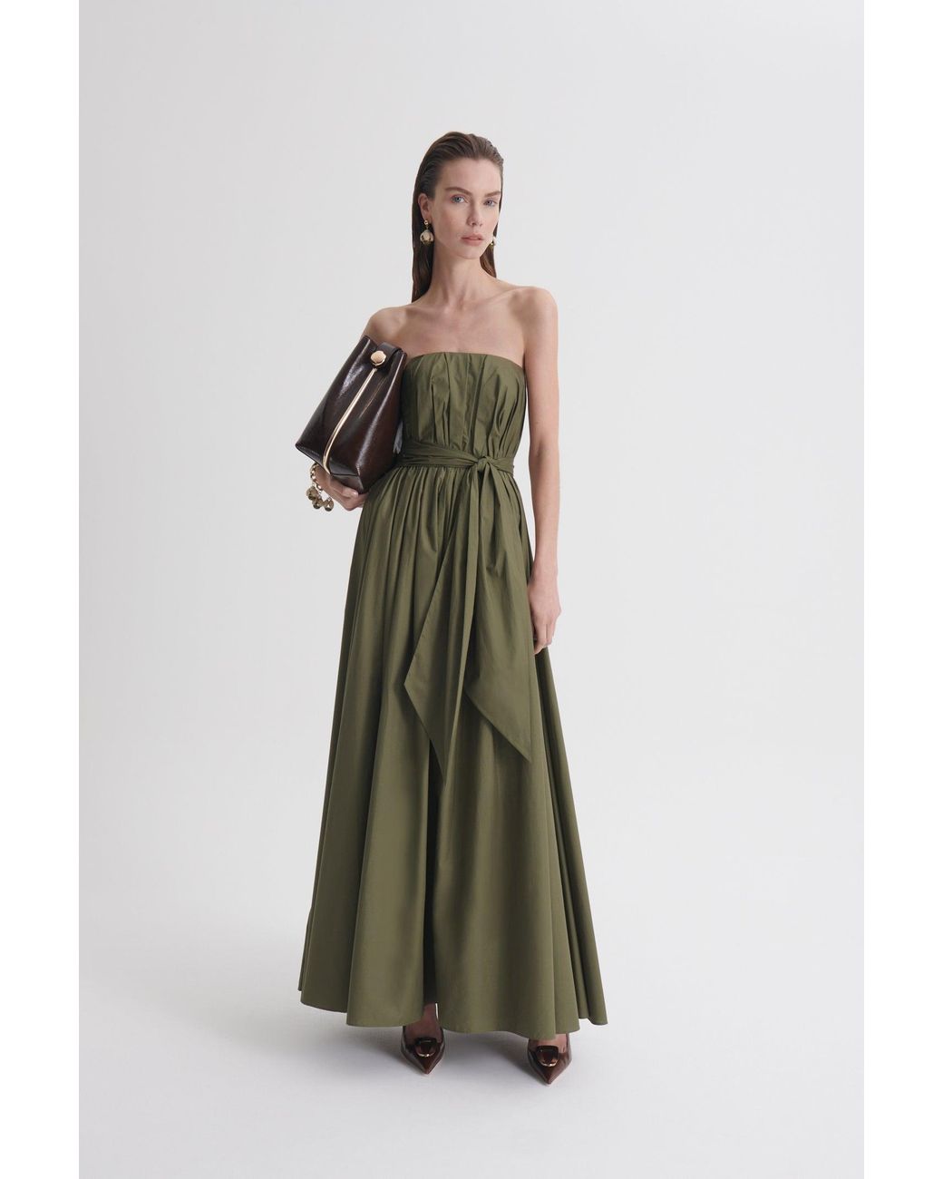 Scanlan Theodore Parachute Crepe Knit Gown in Green | Lyst