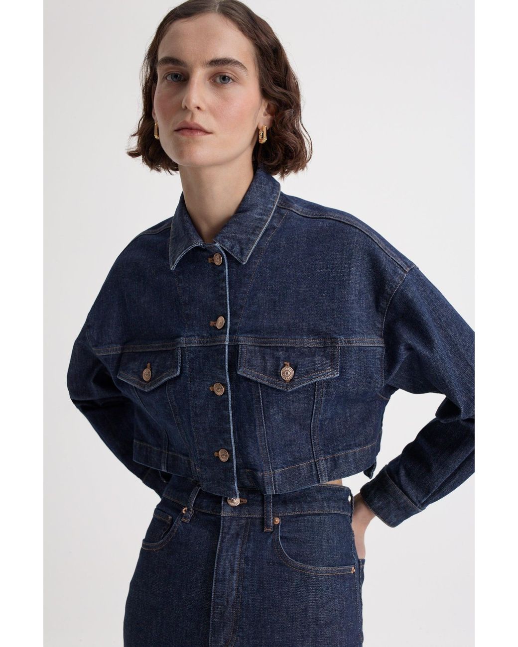 Scanlan Theodore Denim Cropped Jacket in Blue | Lyst